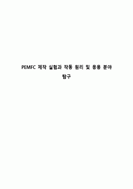 PEMFC 제작 실험과 작동 원리 및 응용 분야 탐구-1페이지