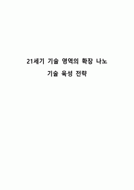 21세기 기술 영역의 확장 나노 기술 육성 전략-1페이지