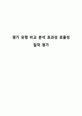 평가 유형 비교 분석 효과성 효율성 질적 평가-1페이지