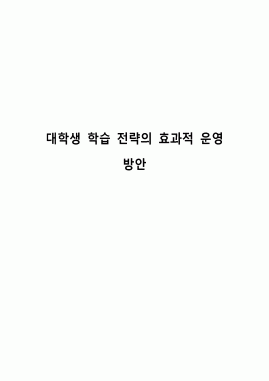 대학생 학습 전략의 효과적 운영 방안-1페이지