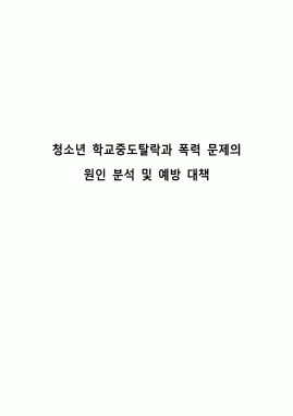 청소년 학교중도탈락과 폭력 문제의 원인 분석 및 예방 대책-1페이지