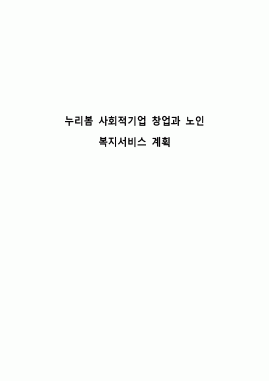 누리봄 사회적기업 창업과 노인 복지서비스 계획-1페이지