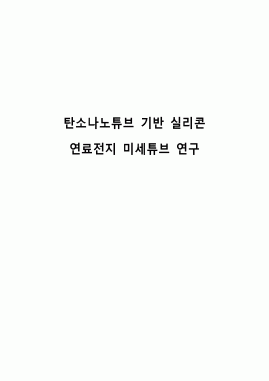 탄소나노튜브 기반 실리콘 연료전지 미세튜브 연구-1페이지