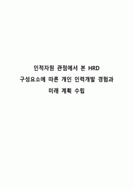 인적자원 관점에서 본 HRD 구성요소에 따른 개인 인력개발 경험과 미래 계획 수립-1페이지