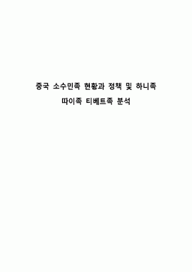 중국 소수민족 현황과 정책 및 하니족 따이족 티베트족 분석-1페이지