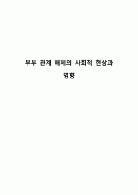 부부 관계 해체의 사회적 현상과 영향-1페이지