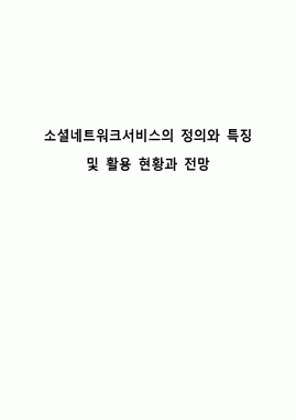 소셜네트워크서비스의 정의와 특징 및 활용 현황과 전망-1페이지