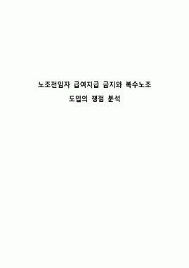 노조전임자 급여지급 금지와 복수노조 도입의 쟁점 분석-1페이지