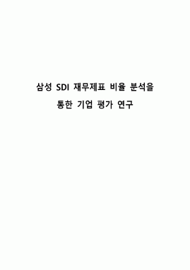 삼성 SDI 재무제표 비율 분석을 통한 기업 평가 연구-1페이지