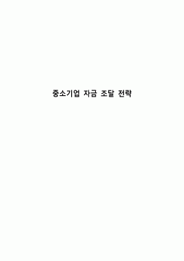 중소기업 자금 조달 전략-1페이지