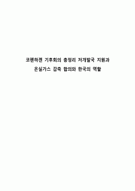 코펜하겐 기후회의 총정리 저개발국 지원과 온실가스 감축 합의와 한국의 역할-1페이지