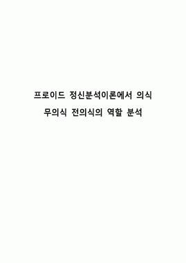 프로이드 정신분석이론에서 의식 무의식 전의식의 역할 분석-1페이지