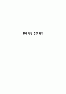 봉사 경험 감상 평가-1페이지