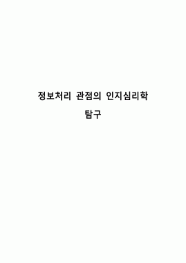 정보처리 관점의 인지심리학 탐구-1페이지
