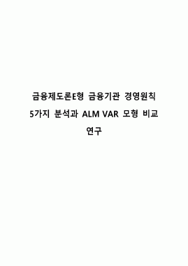 금융제도론E형 금융기관 경영원칙 5가지 분석과 ALM VAR 모형 비교 연구-1페이지
