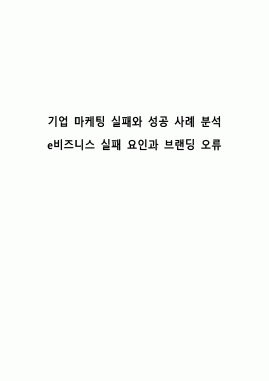 기업 마케팅 실패와 성공 사례 분석 e비즈니스 실패 요인과 브랜딩 오류-1페이지