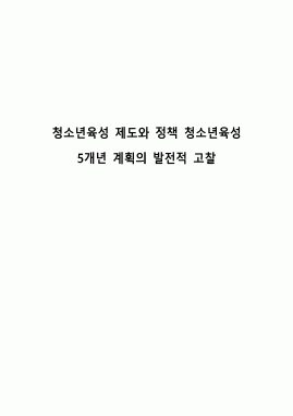 청소년육성 제도와 정책 청소년육성 5개년 계획의 발전적 고찰-1페이지