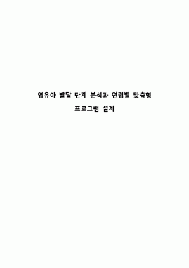 영유아 발달 단계 분석과 연령별 맞춤형 프로그램 설계-1페이지