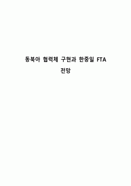동북아 협력체 구현과 한중일 FTA 전망-1페이지