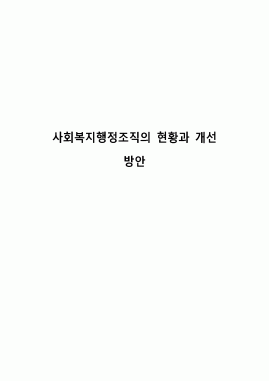 사회복지행정조직의 현황과 개선 방안-1페이지