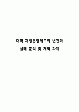 대학 재정운영제도의 변천과 실태 분석 및 개혁 과제-1페이지