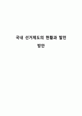 국내 선거제도의 현황과 발전 방안-1페이지