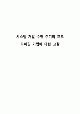시스템 개발 수명 주기와 프로 타이핑 기법에 대한 고찰-1페이지