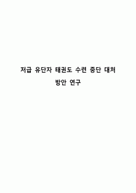 저급 유단자 태권도 수련 중단 대처 방안 연구-1페이지