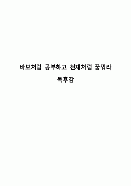 바보처럼 공부하고 천재처럼 꿈꿔라 독후감-1페이지