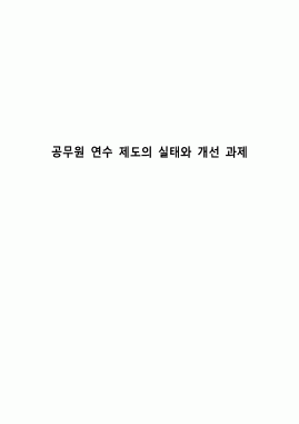 공무원 연수 제도의 실태와 개선 과제-1페이지