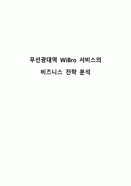 무선광대역 WiBro 서비스의 비즈니스 전략 분석-1페이지