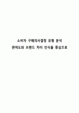 소비자 구매의사결정 유형 분석 관여도와 브랜드 차이 인식을 중심으로-1페이지