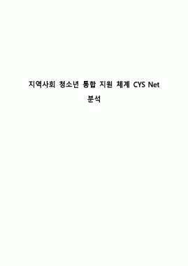 지역사회 청소년 통합 지원 체계 CYS Net 분석-1페이지