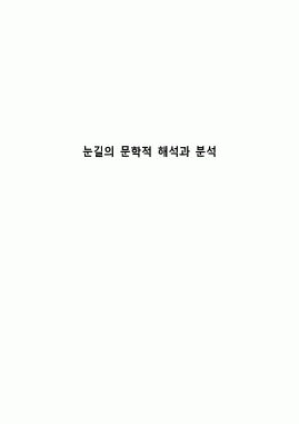 눈길의 문학적 해석과 분석-1페이지