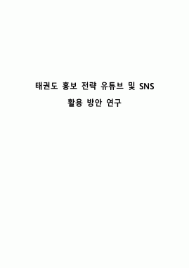 태권도 홍보 전략 유튜브 및 SNS 활용 방안 연구-1페이지
