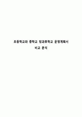 초등학교와 중학교 방과후학교 운영계획서 비교 분석-1페이지