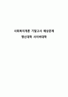 사회복지개론 기말고사 예상문제 명신대학 사이버대학-1페이지