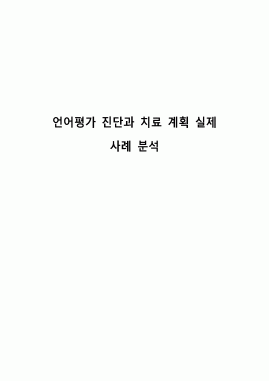 언어평가 진단과 치료 계획 실제 사례 분석-1페이지