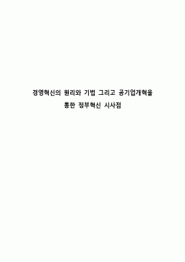 경영혁신의 원리와 기법 그리고 공기업개혁을 통한 정부혁신 시사점-1페이지