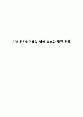 B2B 전자상거래의 핵심 요소와 발전 전망-1페이지
