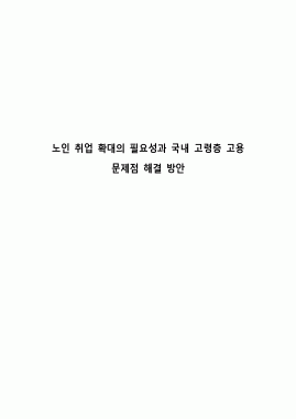 노인 취업 확대의 필요성과 국내 고령층 고용 문제점 해결 방안-1페이지