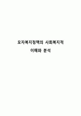 모자복지정책의 사회복지적 이해와 분석-1페이지