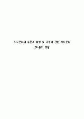 조직문화의 수준과 유형 및 기능에 관한 사회문화 Z이론의 고찰-1페이지