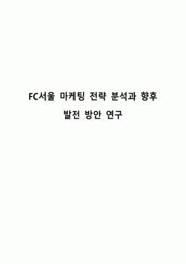 FC서울 마케팅 전략 분석과 향후 발전 방안 연구-1페이지