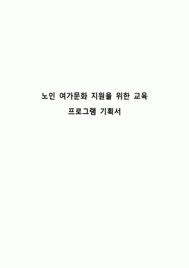 노인 여가문화 지원을 위한 교육 프로그램 기획서-1페이지