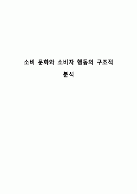 소비 문화와 소비자 행동의 구조적 분석-1페이지