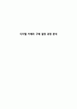 디지털 카메라 구매 결정 과정 분석-1페이지