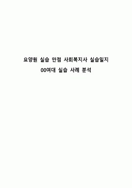 요양원 실습 만점 사회복지사 실습일지 00여대 실습 사례 분석-1페이지