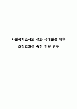 사회복지조직의 성과 극대화를 위한 조직효과성 증진 전략 연구-1페이지