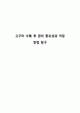 고구마 수확 후 관리 중요성과 저장 방법 탐구-1페이지